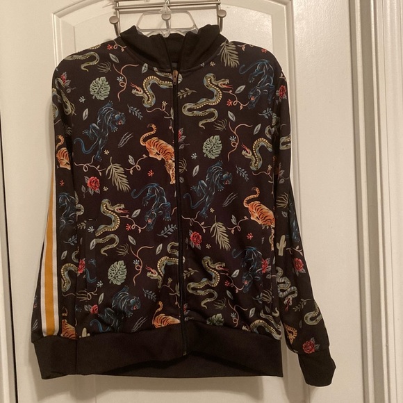 Zara | Jackets & Coats | Zara Black Tiger Panther Snake Jungle Bomber ...